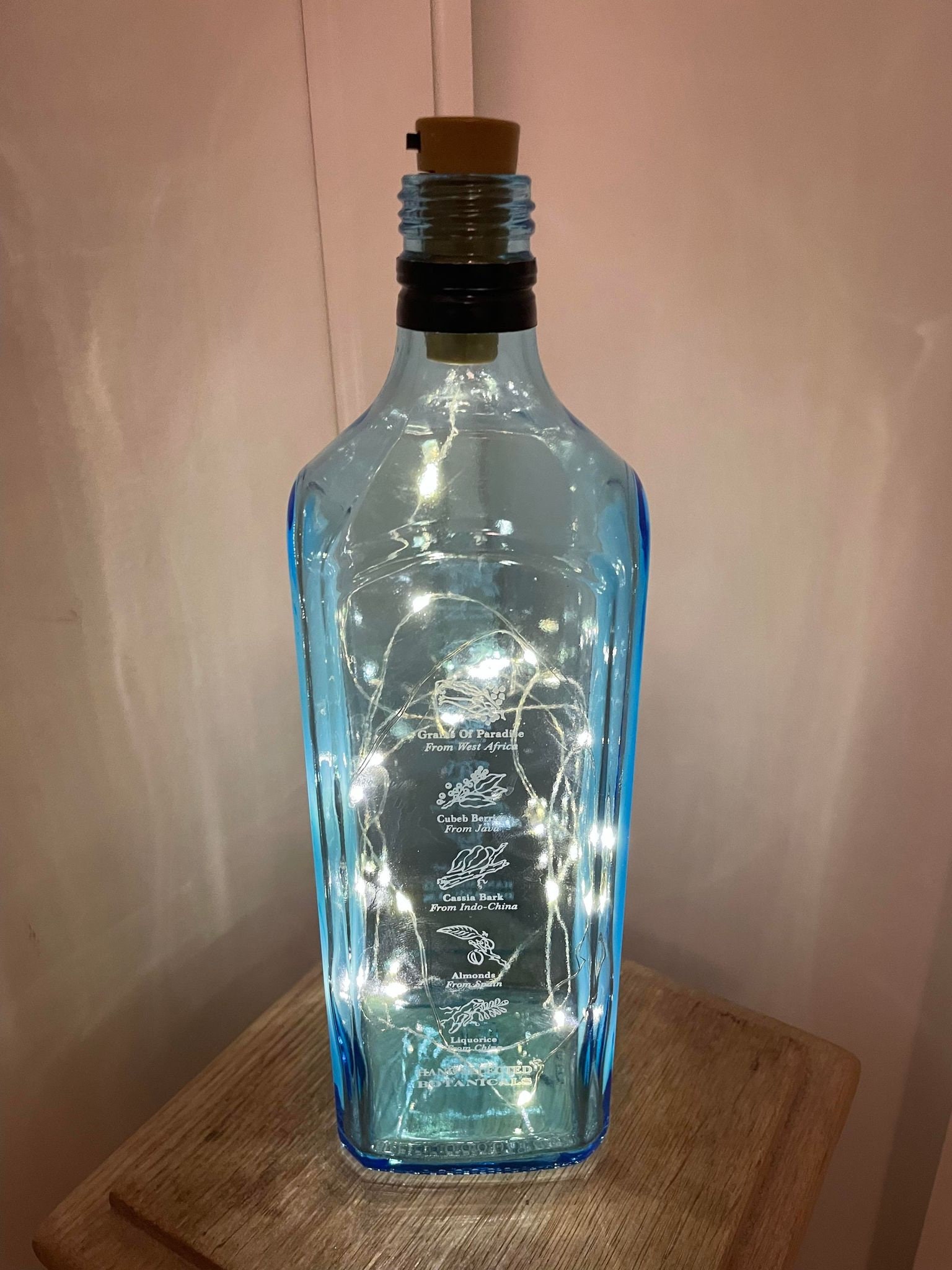 Bombay Sapphire Blue Gin Bottle With New Set Led Lights - Etsy UK