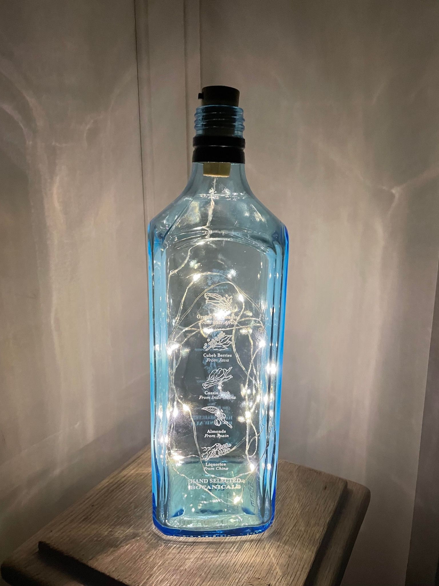 Bombay Sapphire Blue Gin Bottle With New Set Led Lights - Etsy UK