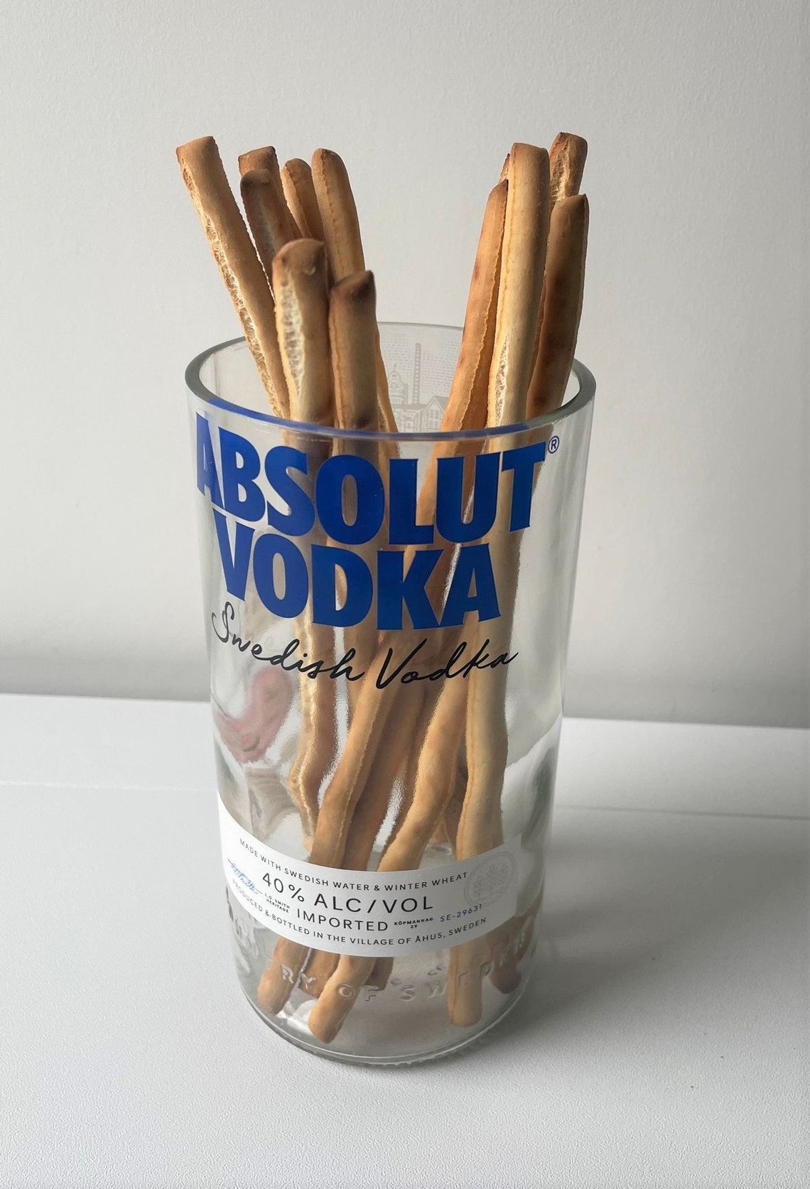 Absolut Vodka Cut Glass Upcycled Gift Bottle Vase Holder Cocktails - Etsy