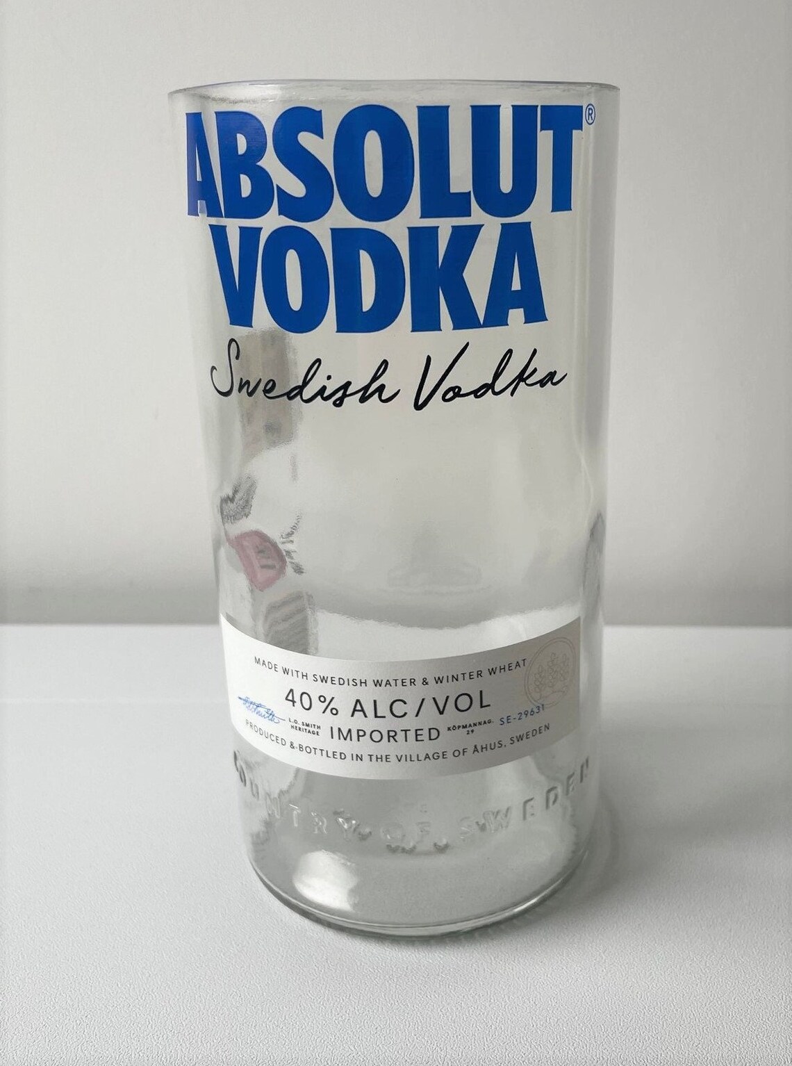 Absolut Vodka Cut Glass Upcycled Gift Bottle Vase Holder Cocktails - Etsy