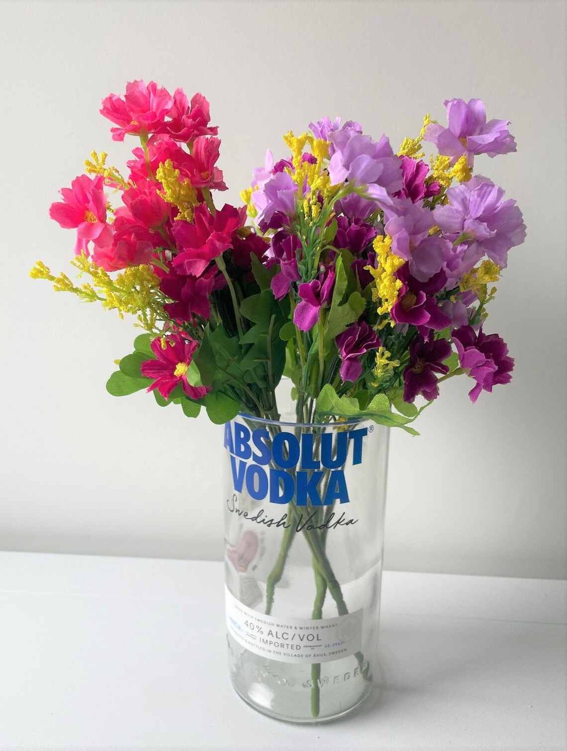 Absolut Vodka Cut Glass Upcycled Gift Bottle Vase Holder Cocktails - Etsy