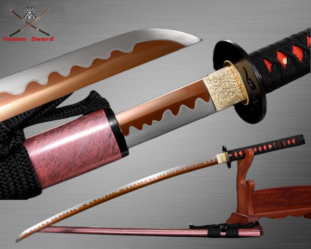 Handmade Real Japanese Samurai Sword 1065 Carbon Steel High Temperature ...