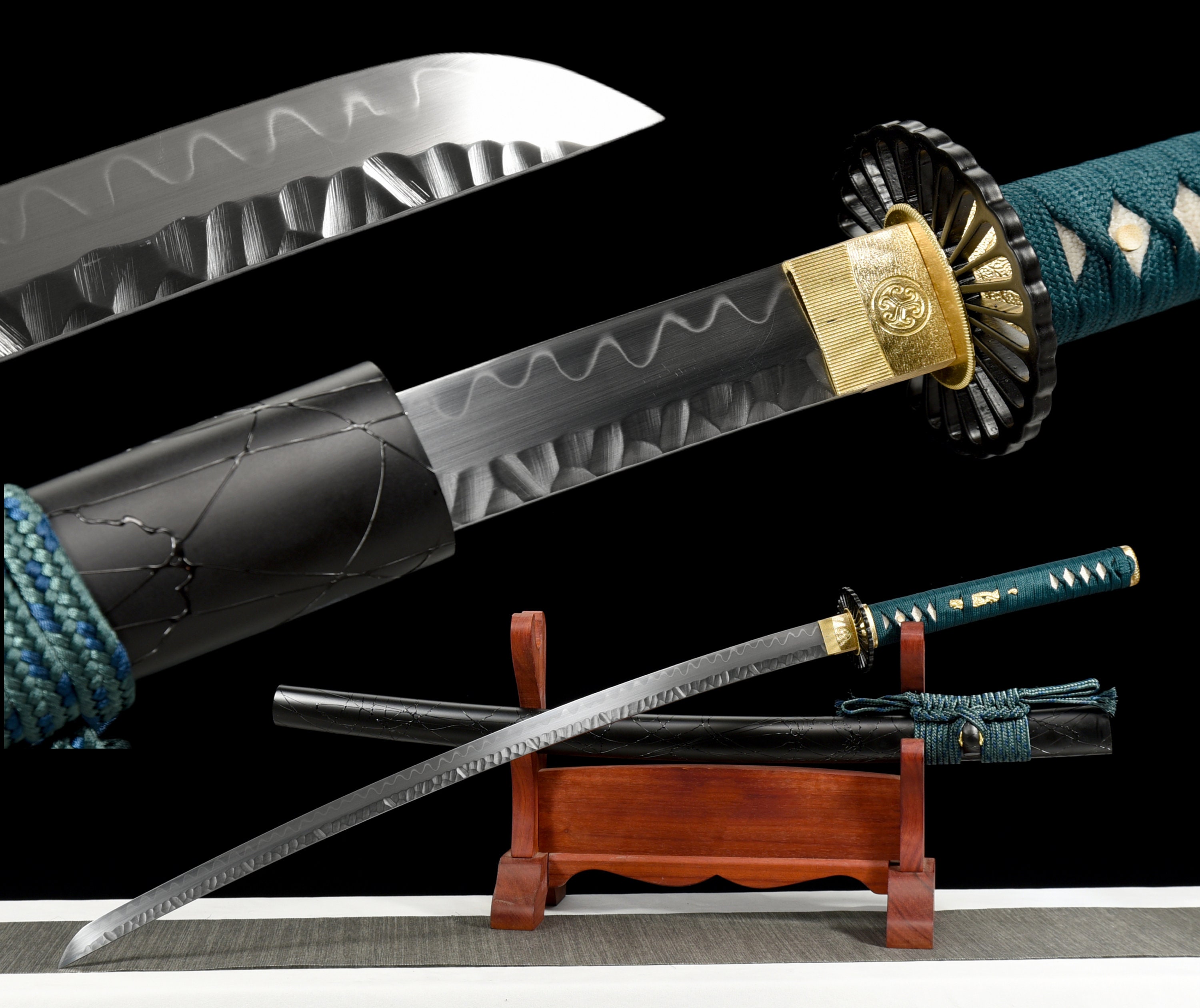 Black Sheath Katana Handmade T10 Carbon Steel True Harmon - Etsy