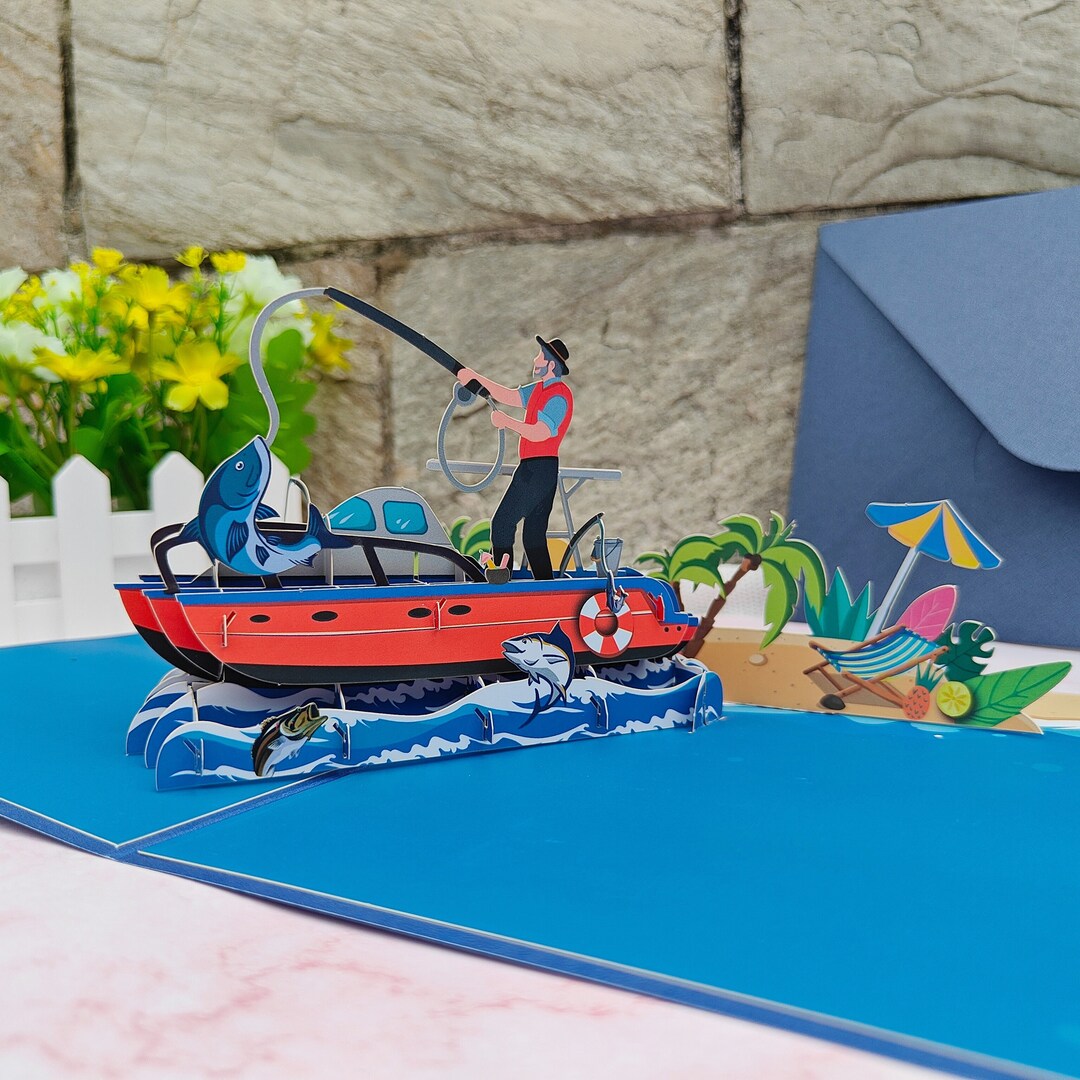 Fishing Pop up Card Father's Day Card Father Boyfriend - Etsy