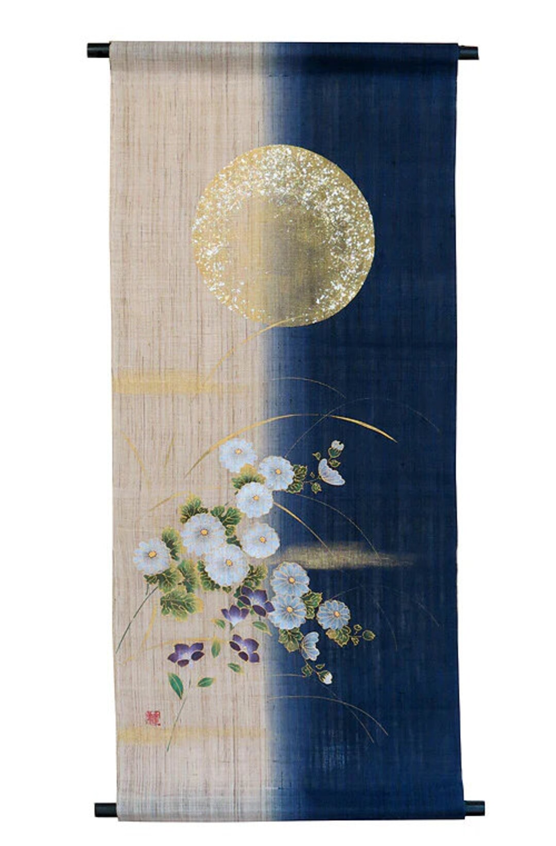 100% Linen Hand Painted Long and Japanese Art Modern Tapestry 45100cm ...