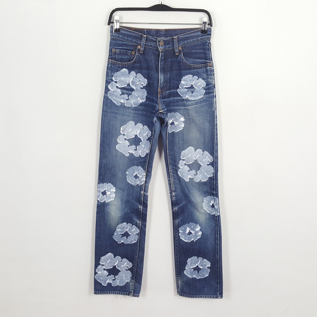 LEVIS American Flower Style Custom Denim Jeans - Etsy