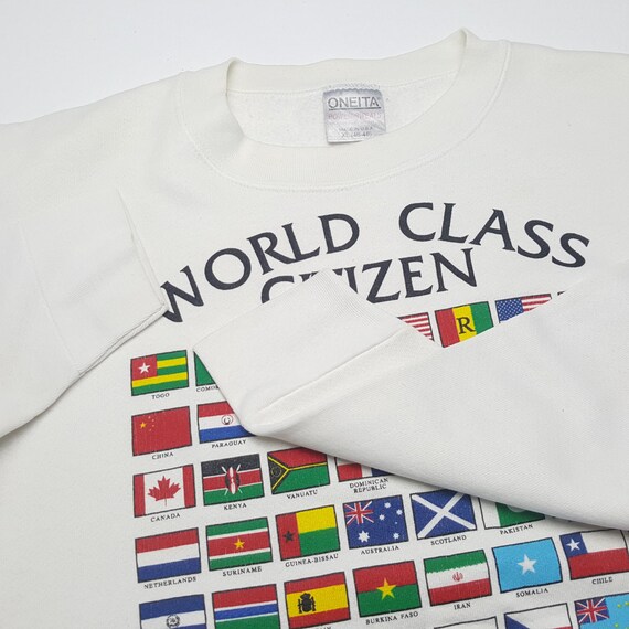 Vintage WORLD CLASS CITIZAN Countries Flag Sweatshirt - Gem