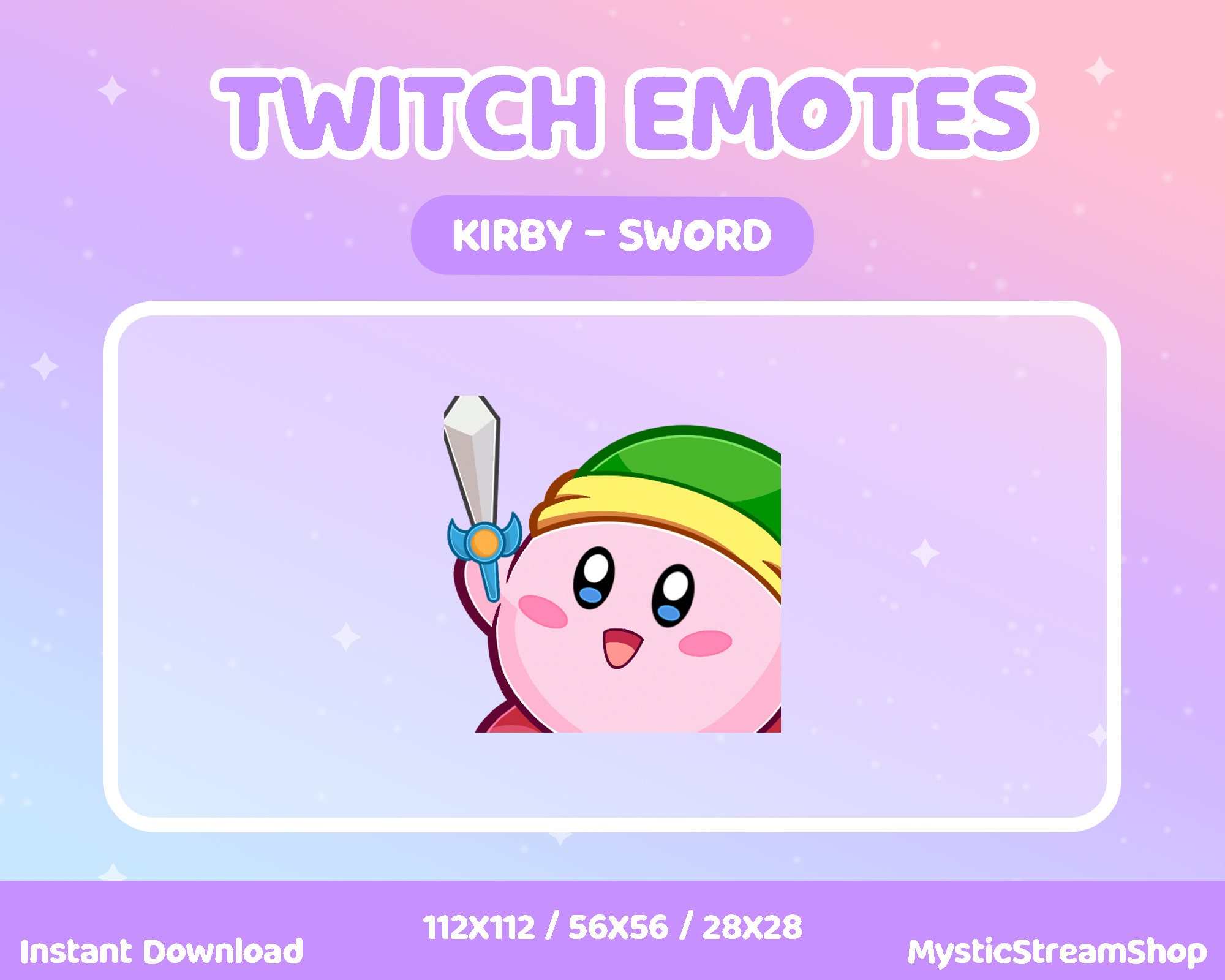 Kirby Sword Cute Twitch & Discord Emote - Etsy