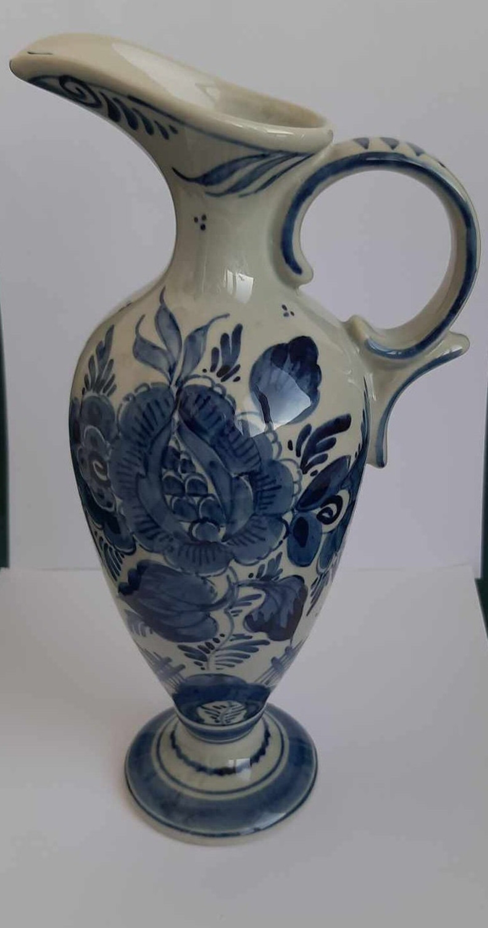 Vintage Delft Blue 9 Pitcher. Delft Blue Hand Painted Vase. Retro ...