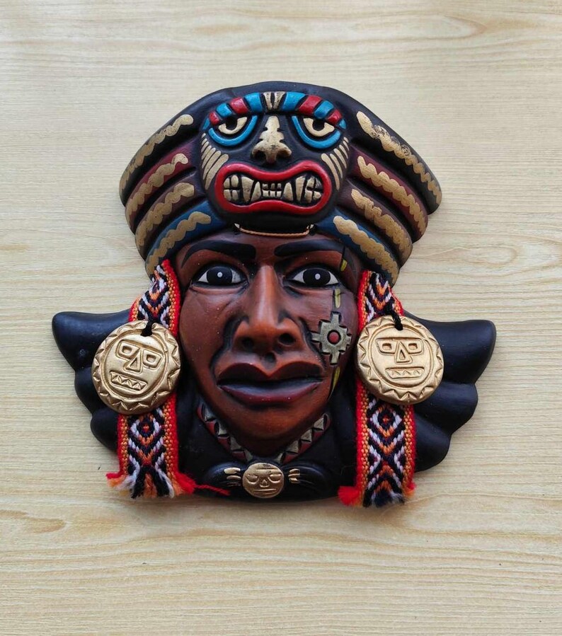 Peruvian Indian Mask. Clay Inca Mask. Traditional Souvenir From Peru ...