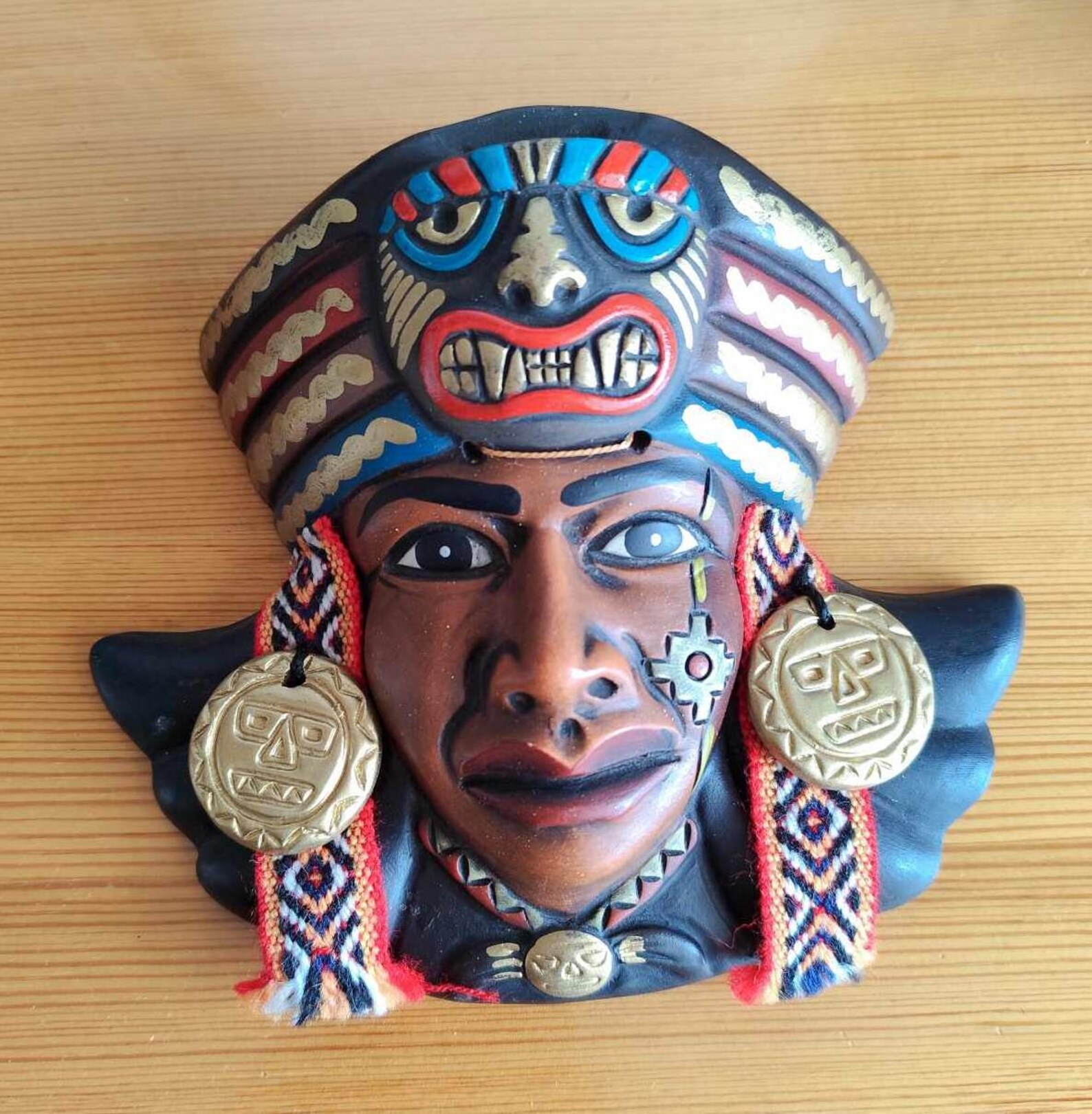 Peruvian Indian Mask. Clay Inca Mask. Traditional Souvenir From Peru ...