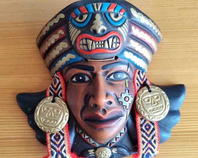 Peruvian Indian Mask. Clay Inca Mask. Traditional Souvenir From Peru ...