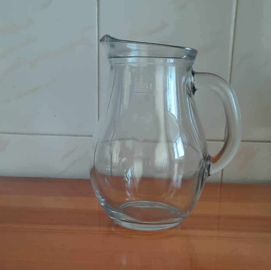 Vintage Clear Glass Pitcher With Attached Handle. Vintage Glass ...