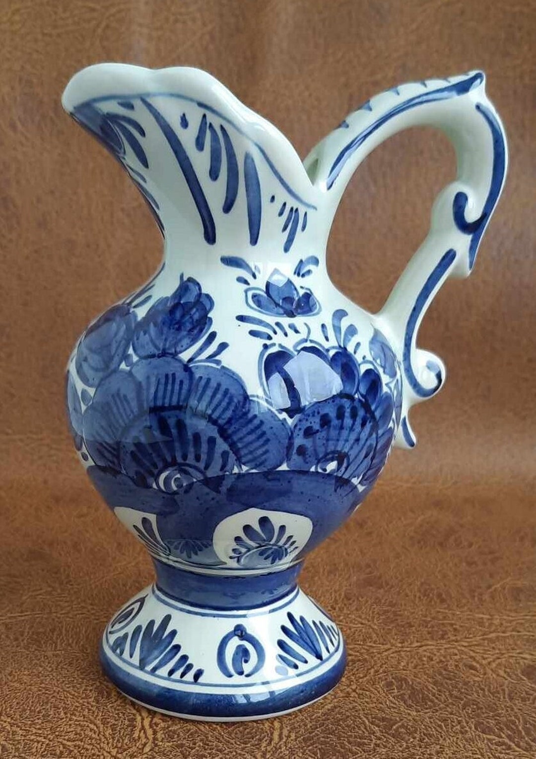 Vintage Delft Blue Small Pitcher. 6 Delft Blue Hand Painted Vase. Retro ...