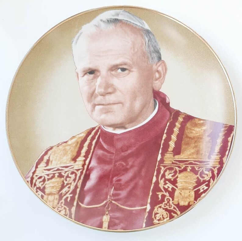 Pope John Paul II Plate. Vintage Large Commemorative Plate. 1984 Pope's ...