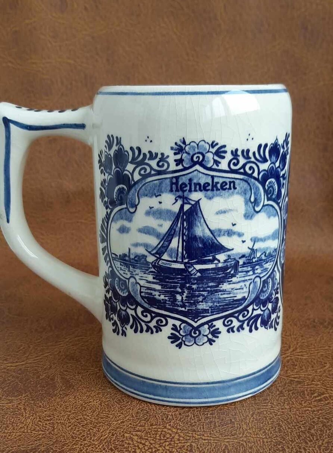 Heineken Beer Mug. Vintage Delft Blue Beer Mug. Dutch Hand Painted ...