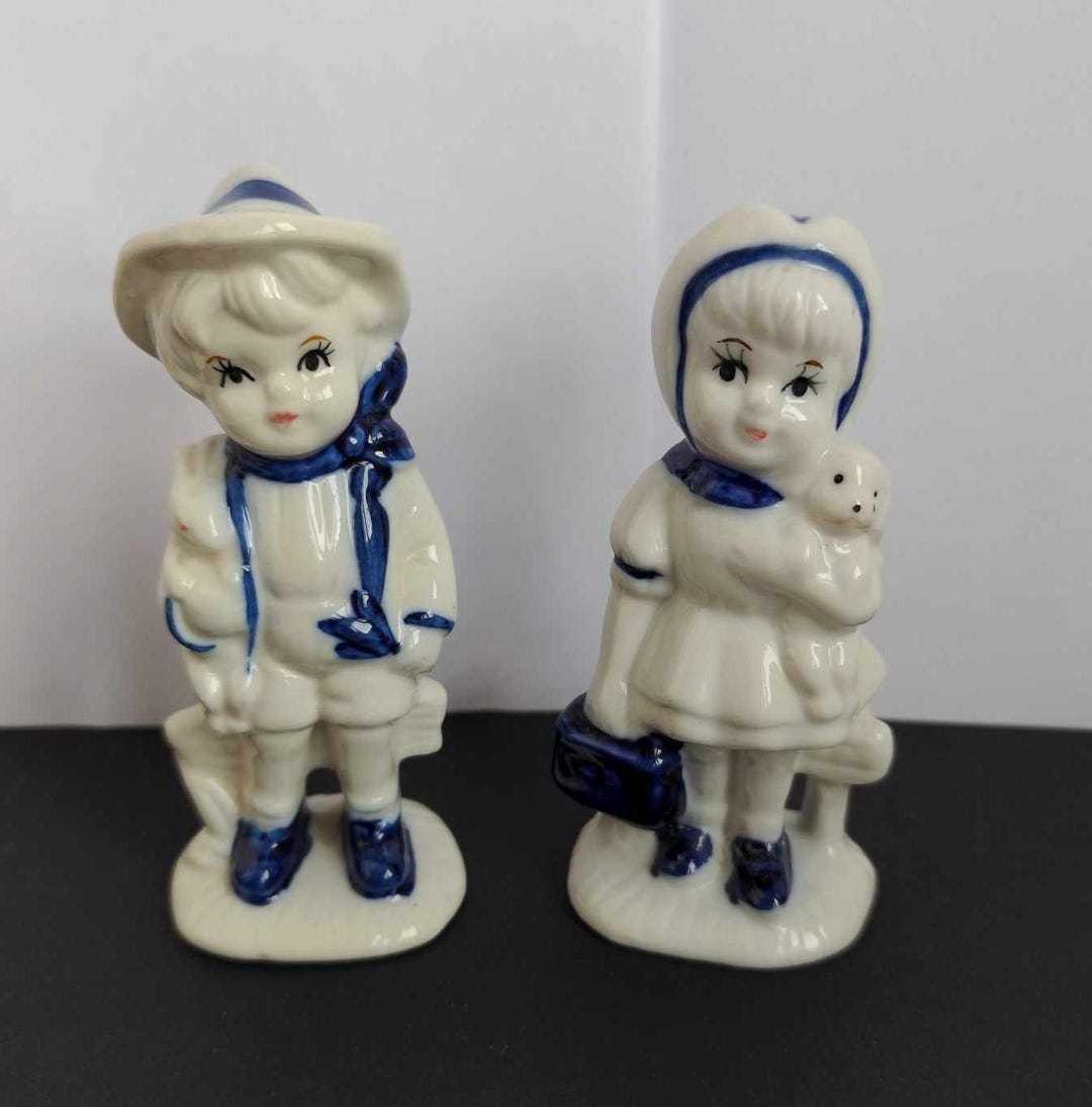 Medium 4.5" Delft Blue Figurine. Miniature Delft Blue Hand Painted Boy ...