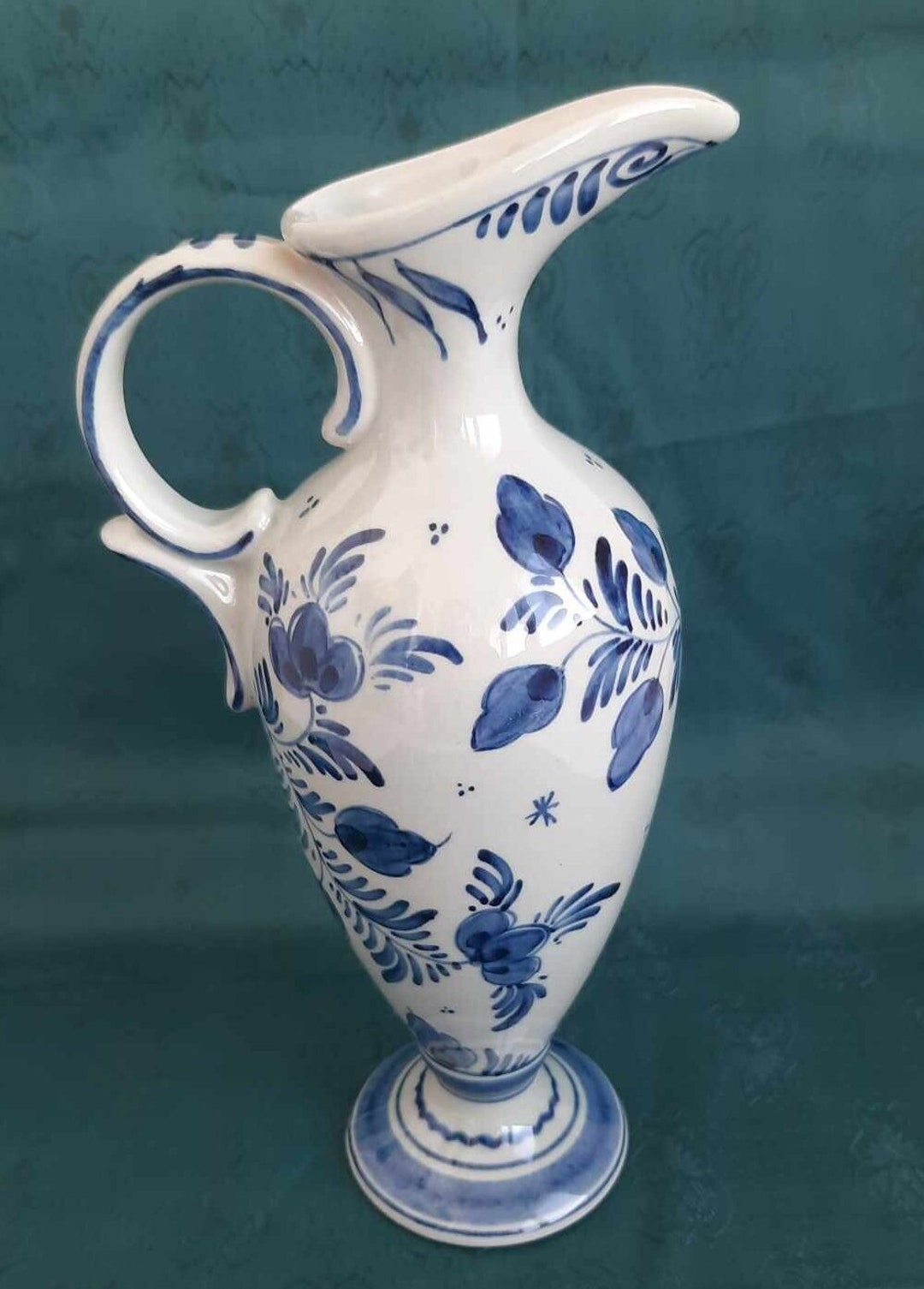 Vintage Delft Blue 9 Pitcher. Delft Blue Hand Painted Vase. Retro ...