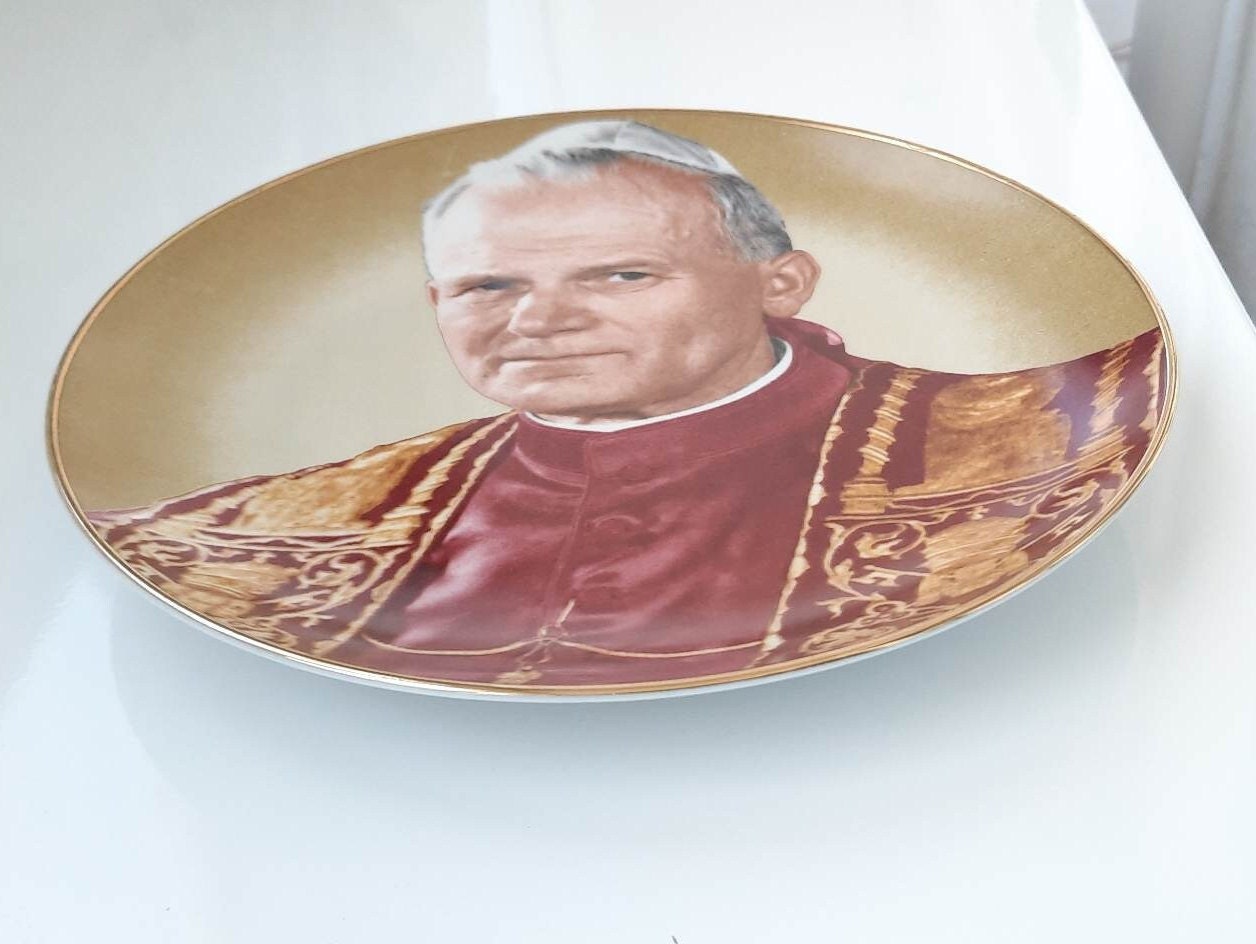 Pope John Paul II Plate. Vintage Large Commemorative Plate. 1984 Pope's ...
