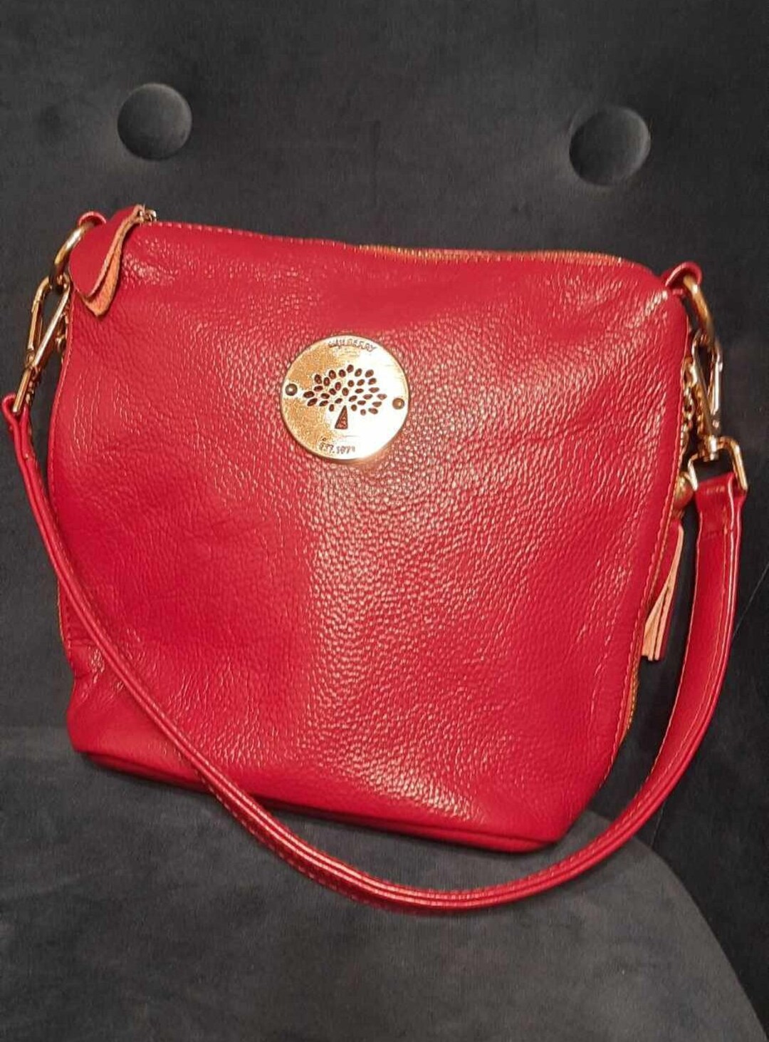 Vintage Scarlet Cross Body Bag. Vintage Genuine Leather Bag Over ...