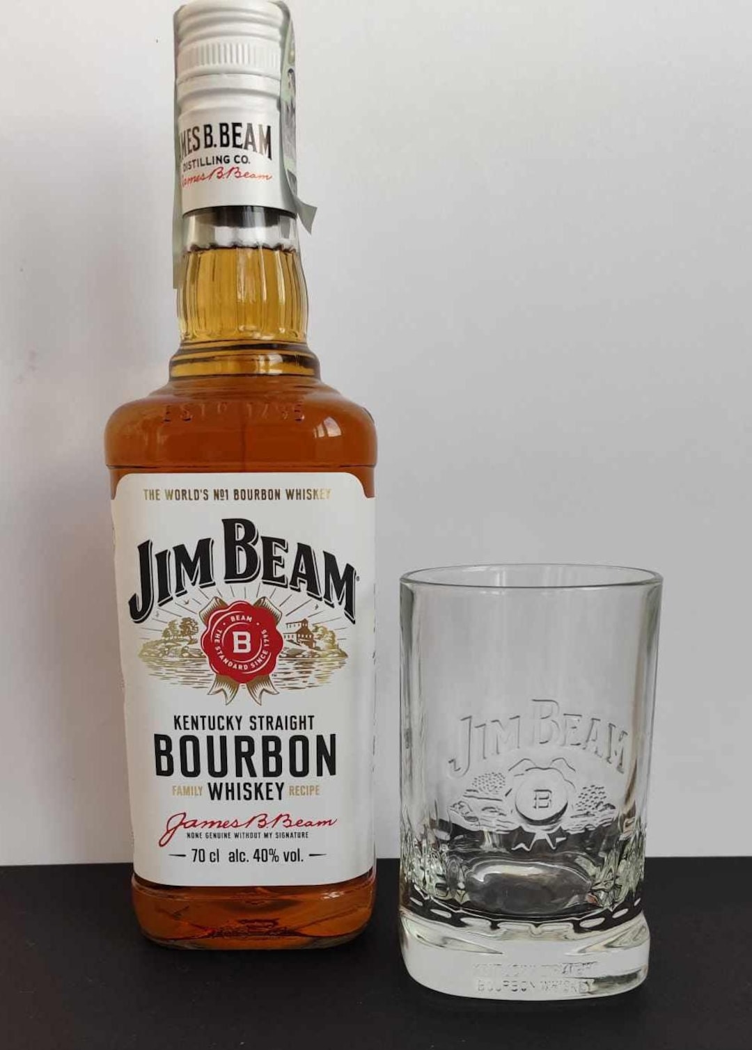 Jim Beam Whiskey Collectible Tall Glass. Drinking Rock Glass. Vintage ...