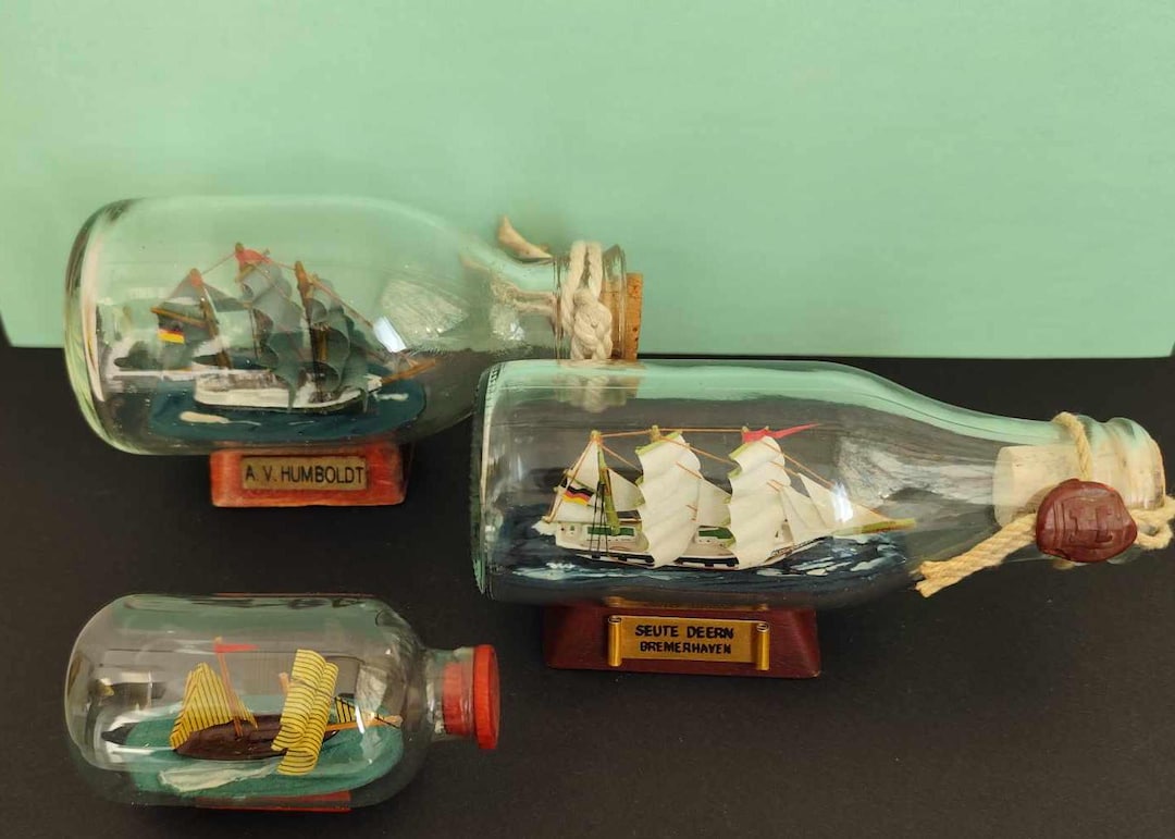 Vintage Dollhouse Miniature Ships in a Bottle: Alexander Von Humboldt's ...