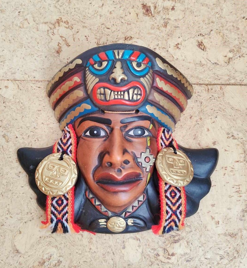 Peruvian Indian Mask. Clay Inca Mask. Traditional Souvenir From Peru ...