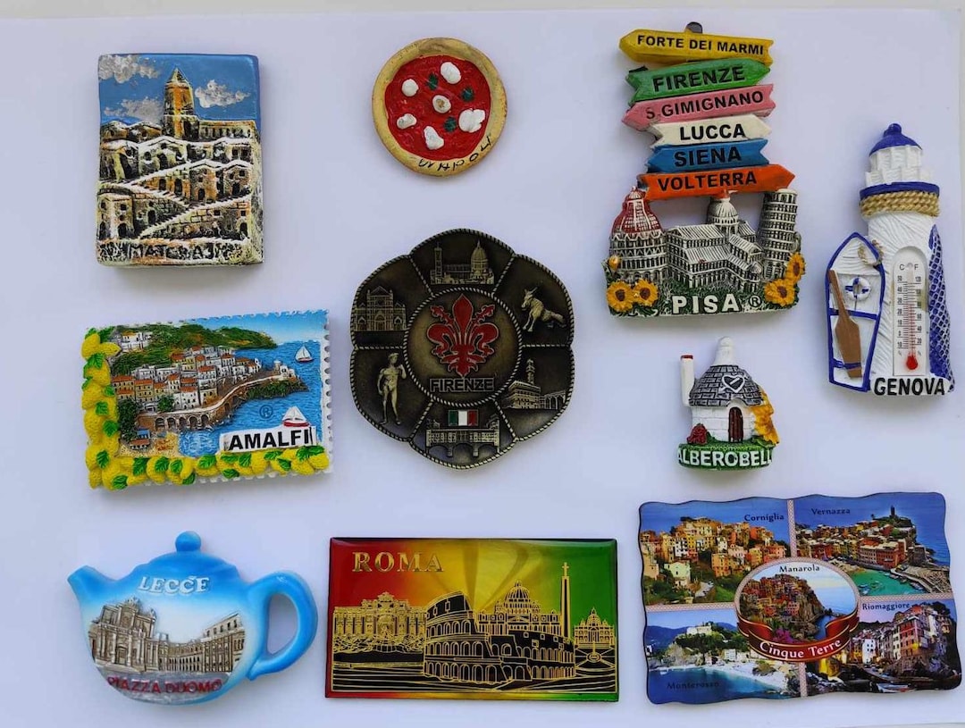 Italian Fridge Magnets. Souvenirs From Rome, Pisa, Genoa, Milan ...