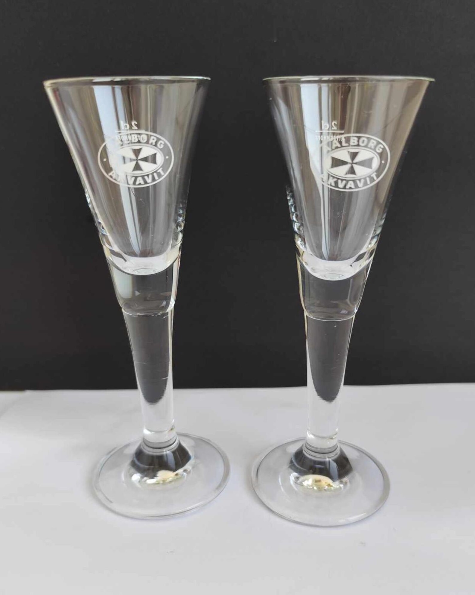 Set of 2 Vintage Aalborg Akvavit Glasses. Scandinavian Stemmed Shot ...