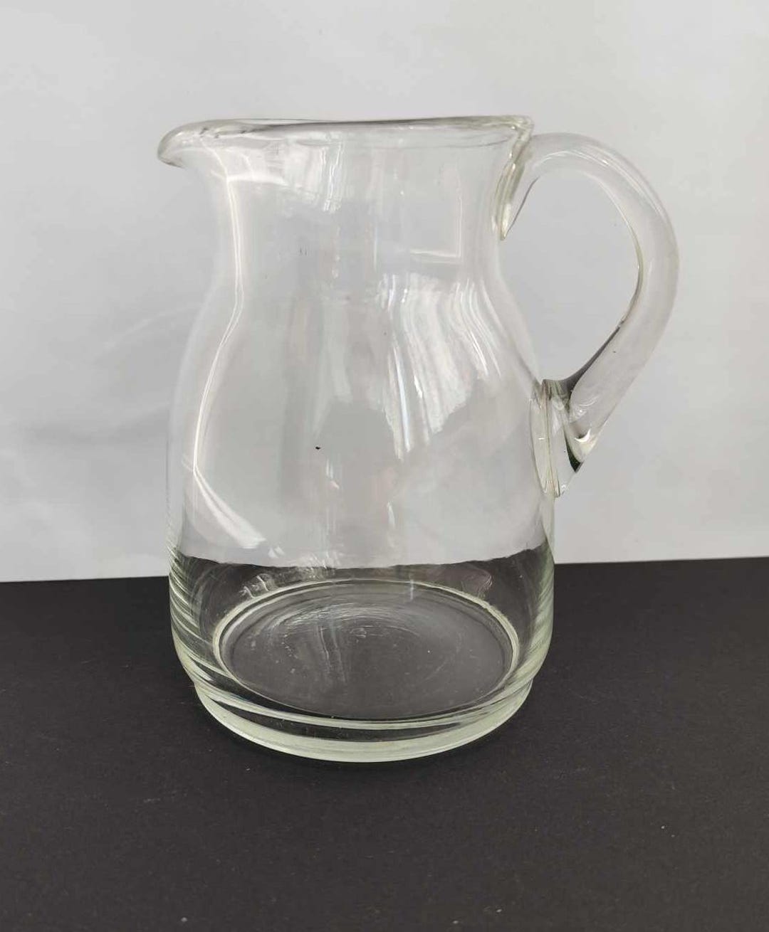 Vintage Clear Glass Pitcher With Attached Handle. Retro Small Glass ...