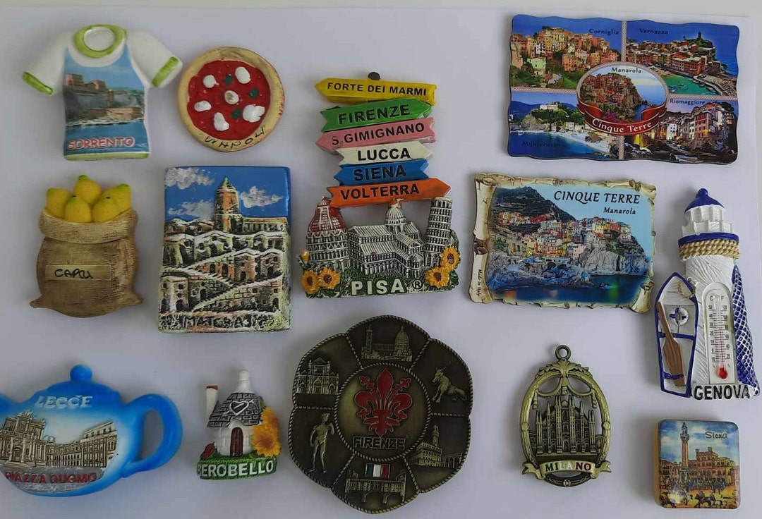 Italian Fridge Magnets. Souvenirs From Pisa, Genoa, Milan, Florence ...