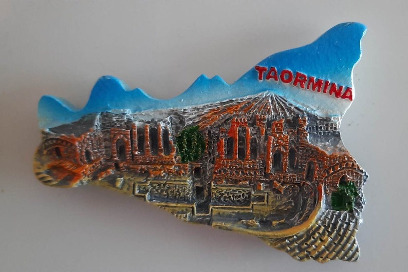 Italian Magnets. Vintage Sicilian Souvenirs. Palermo, Etna Volcano ...