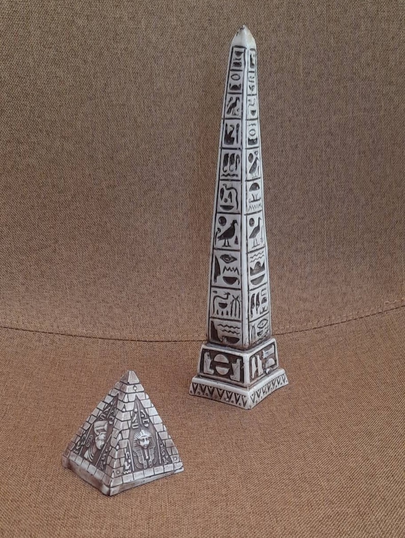 Vintage 9 Egyptian Obelisk. 2 Vintage 2 Egyptian Pyramids.hand Carved ...