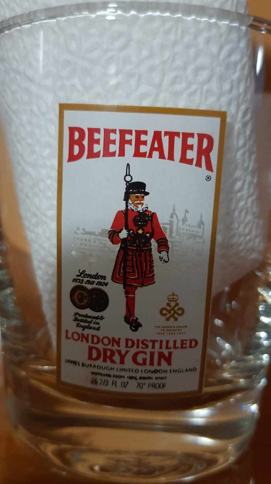 Beefeater London Dry Gin Promo Glass. Vintage Drinking Glass. Vintage ...