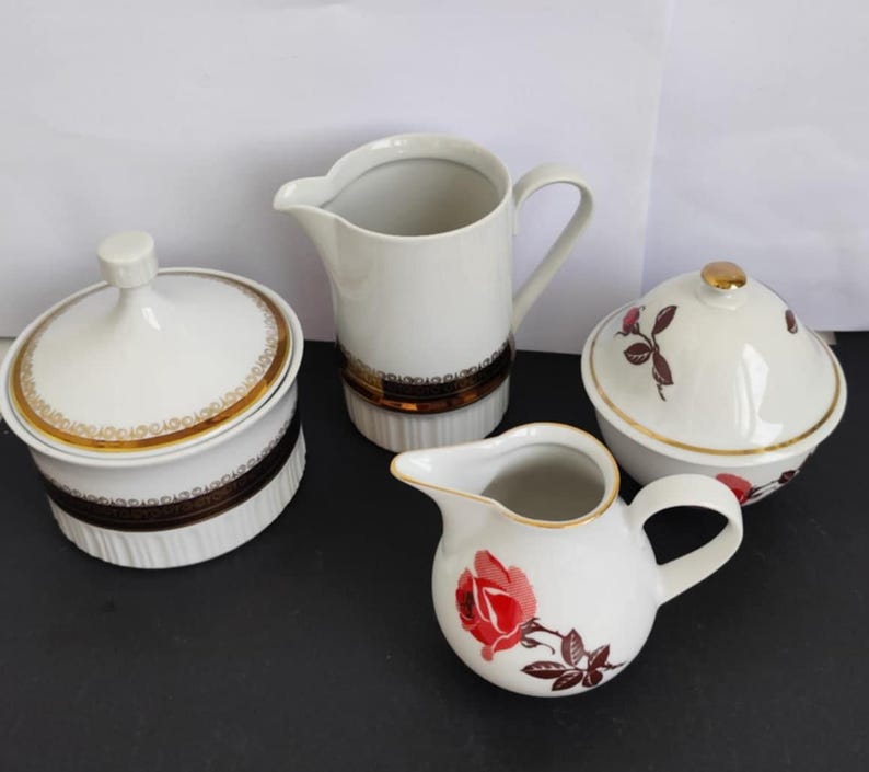 Vintage German Porcelain Milk Jugs and Sugar Bowls: Kahla & Henneberg ...