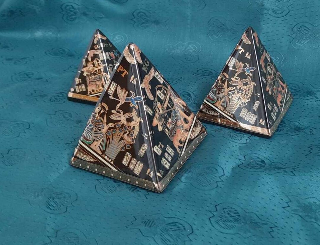Vintage Egyptian Pyramids Set. Three Different Sized Porcelain Pyramids ...
