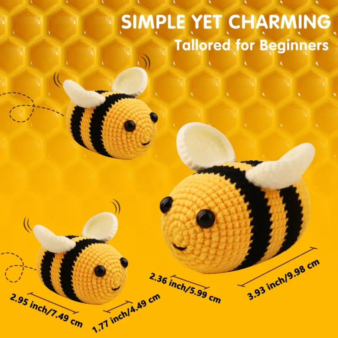 Cute Bee Crochet Kit, Crochet Starter Kit for Beginners and Adults With ...