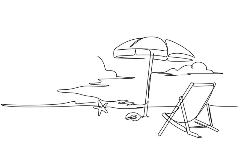 Sea Beach Line Art Image - Etsy