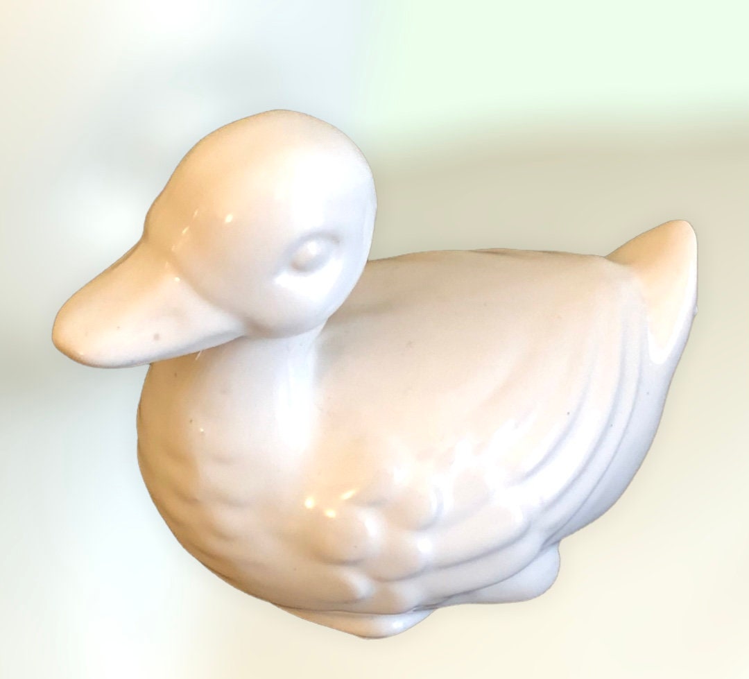 Vintage White Ceramic Duck - Etsy
