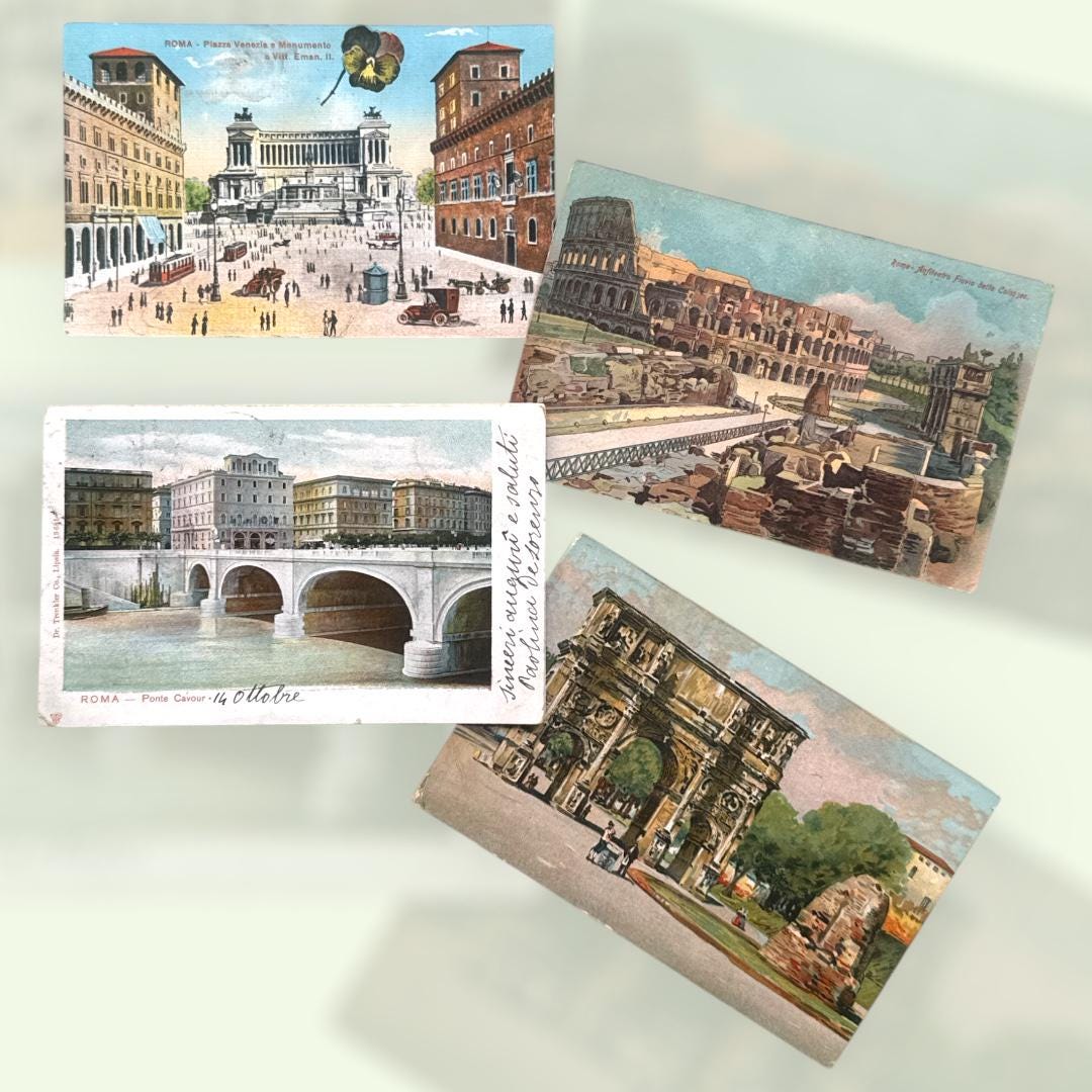 Set of 4 Antique Postcards of Rome, Traveled, 1900s and 1910s ...