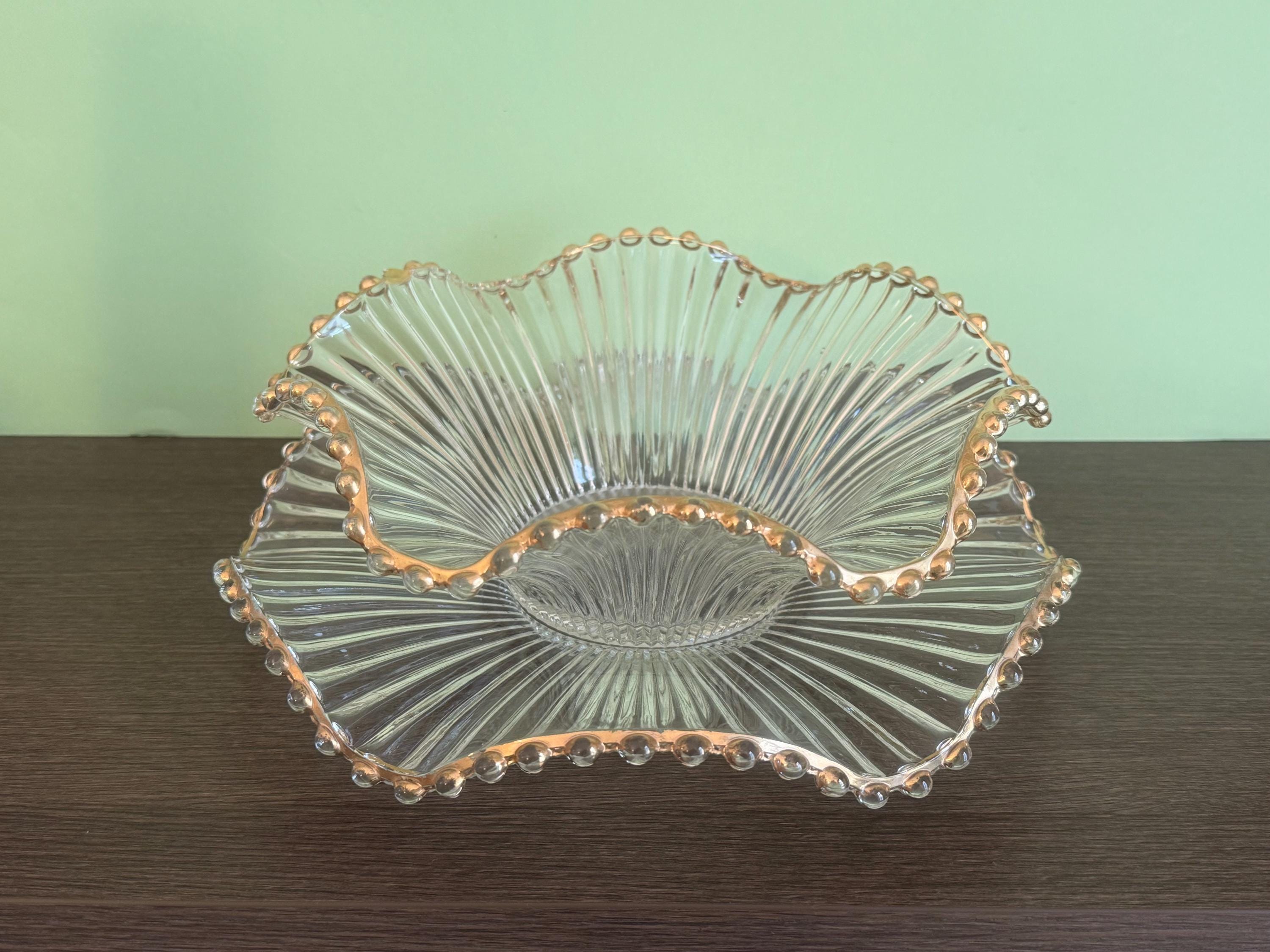 1960s Glass Fruit Salad Bowl With Plate - Vintage Glass Fruit Bowl With ...
