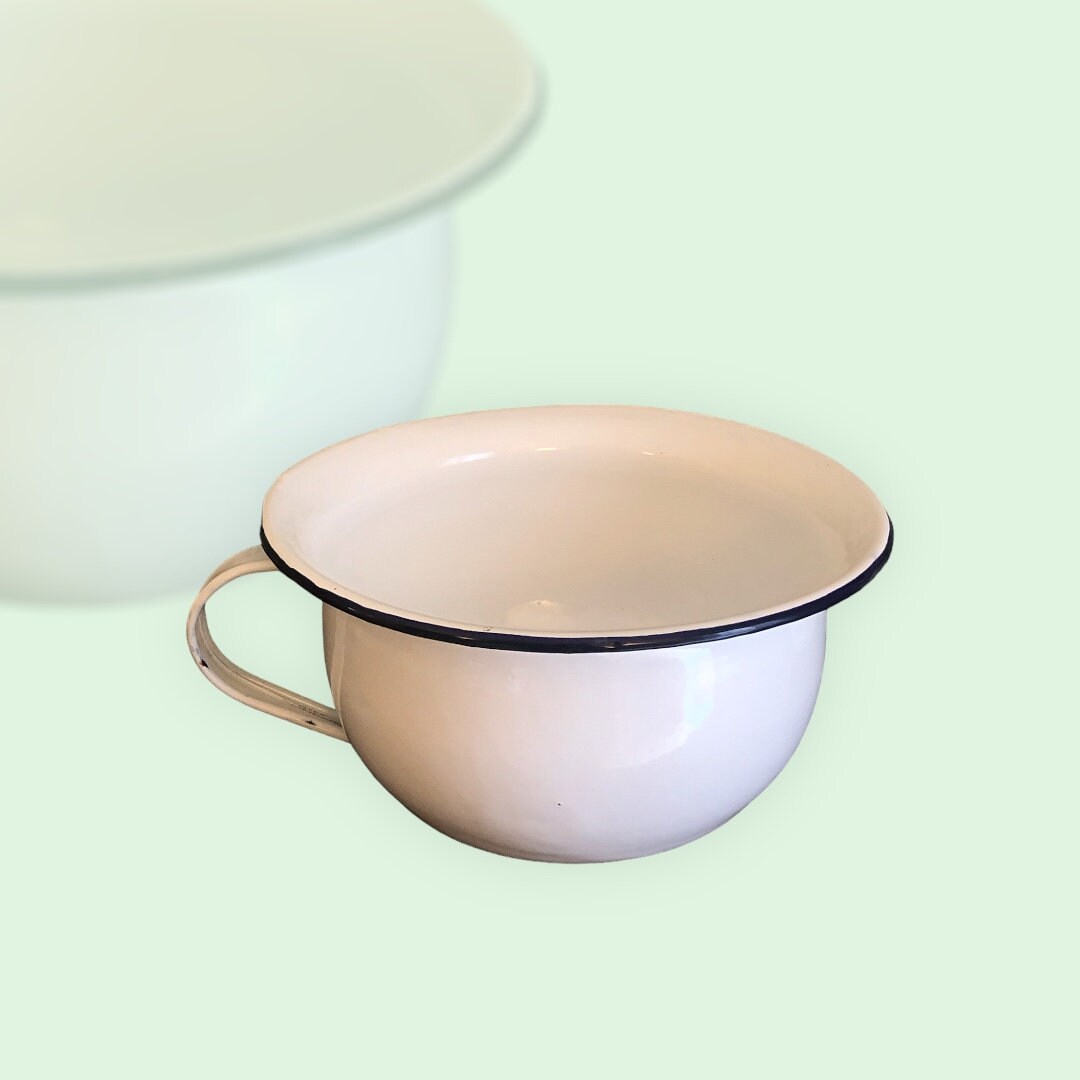Vintage Enamelled Metal Chamber Pot Italian Chamber Pot Pitale Shabby ...