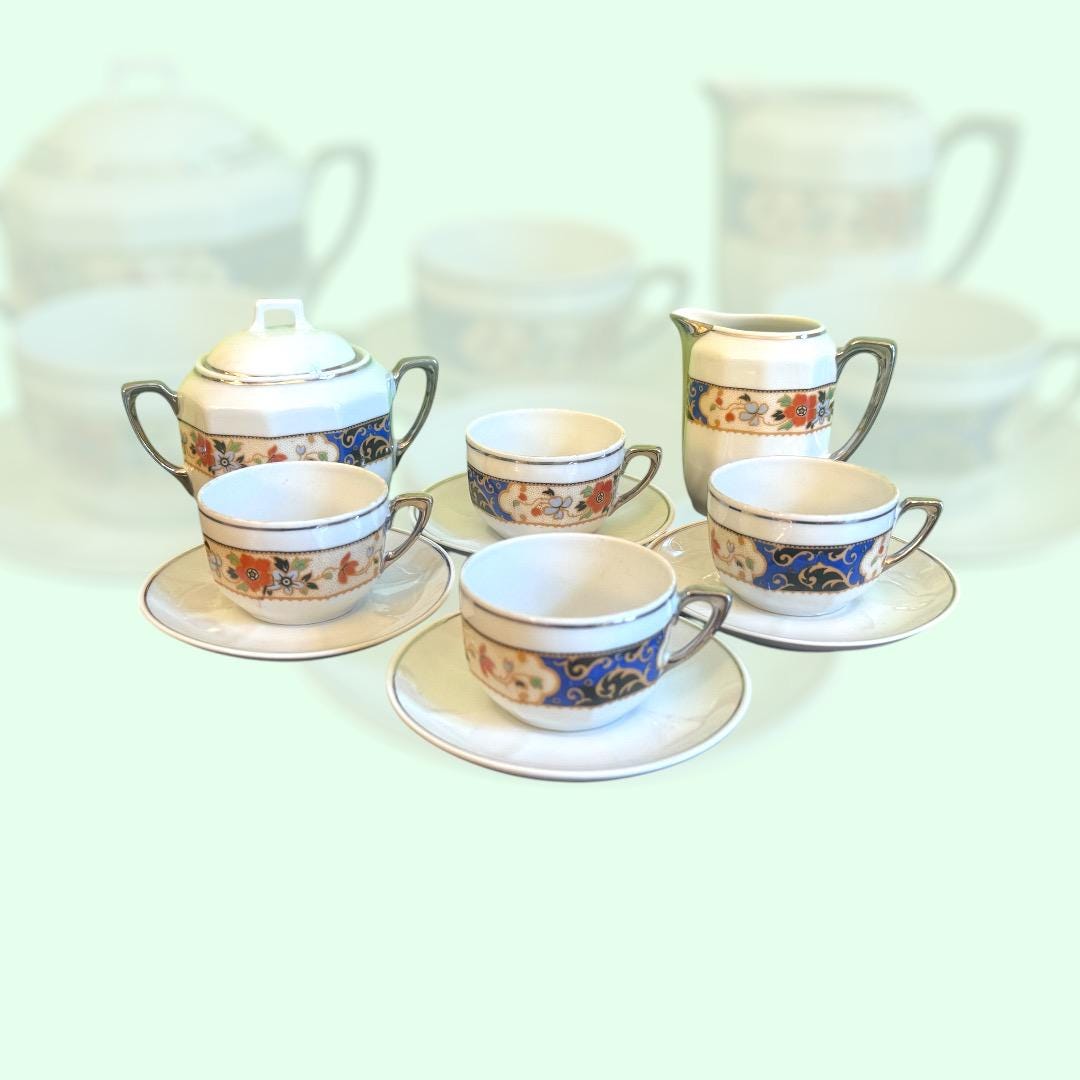 Richard Ginori Set of 4 Coffee Cups With Sugar Bowl and Milk Jug, 1930s ...