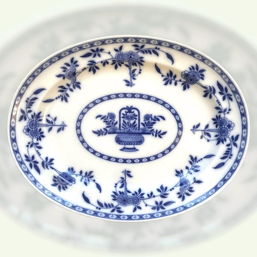 Antique Minton Delft Blue Oval Plate From the Late 19th Century ...