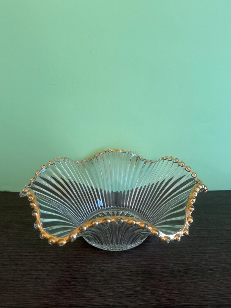 1960s Glass Fruit Salad Bowl With Plate - Vintage Glass Fruit Bowl With ...