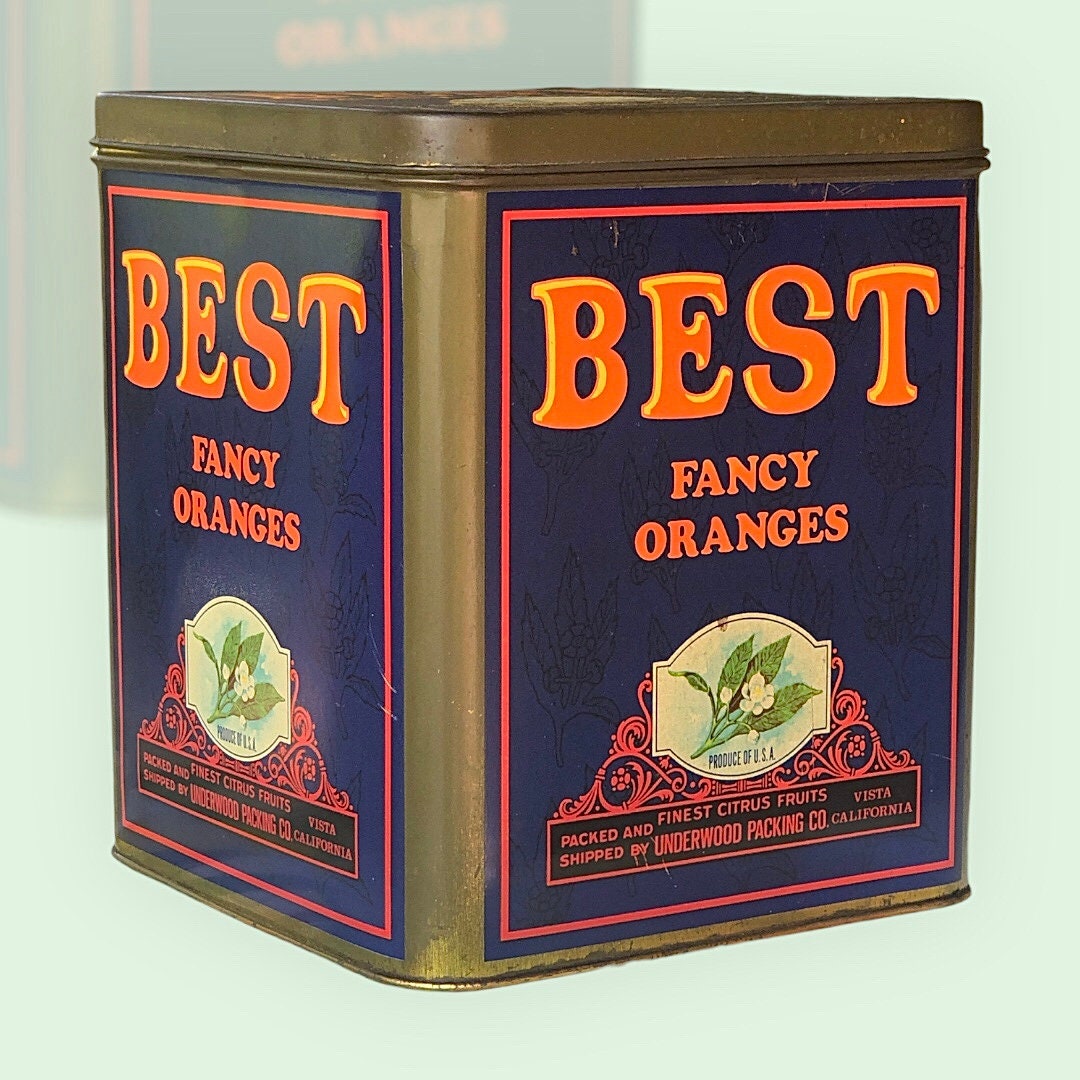 Large Vintage Tin Box best Fancy Oranges Vista California Etsy UK