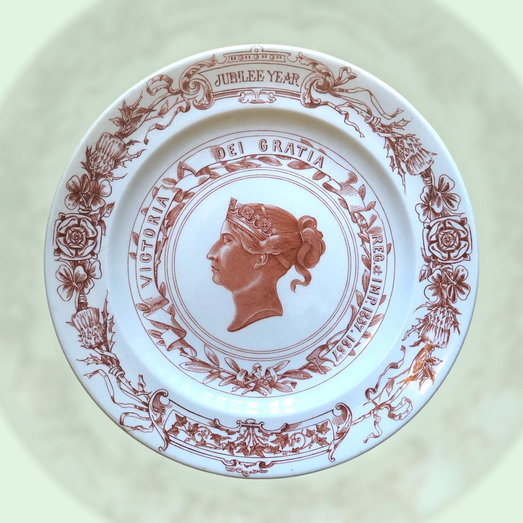 Queen Victoria Golden Jubilee 1887 Pink Commemorative Plate Royal ...