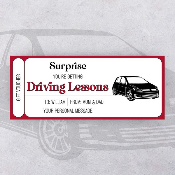 Printable Driving Lesson Voucher - Etsy UK