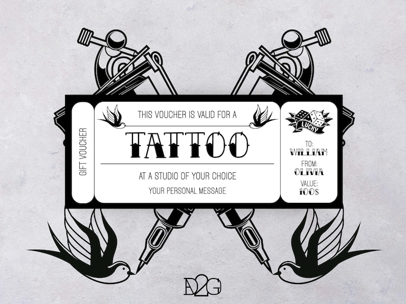 Tattoo Ticket Gift Certificate Template Creative Personalized Gifts ...