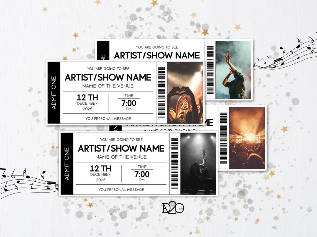 Concert Ticket Template DIY Add Photo Music Festival Invitation Musical ...